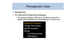 Histamine and its antagonists | PPTX