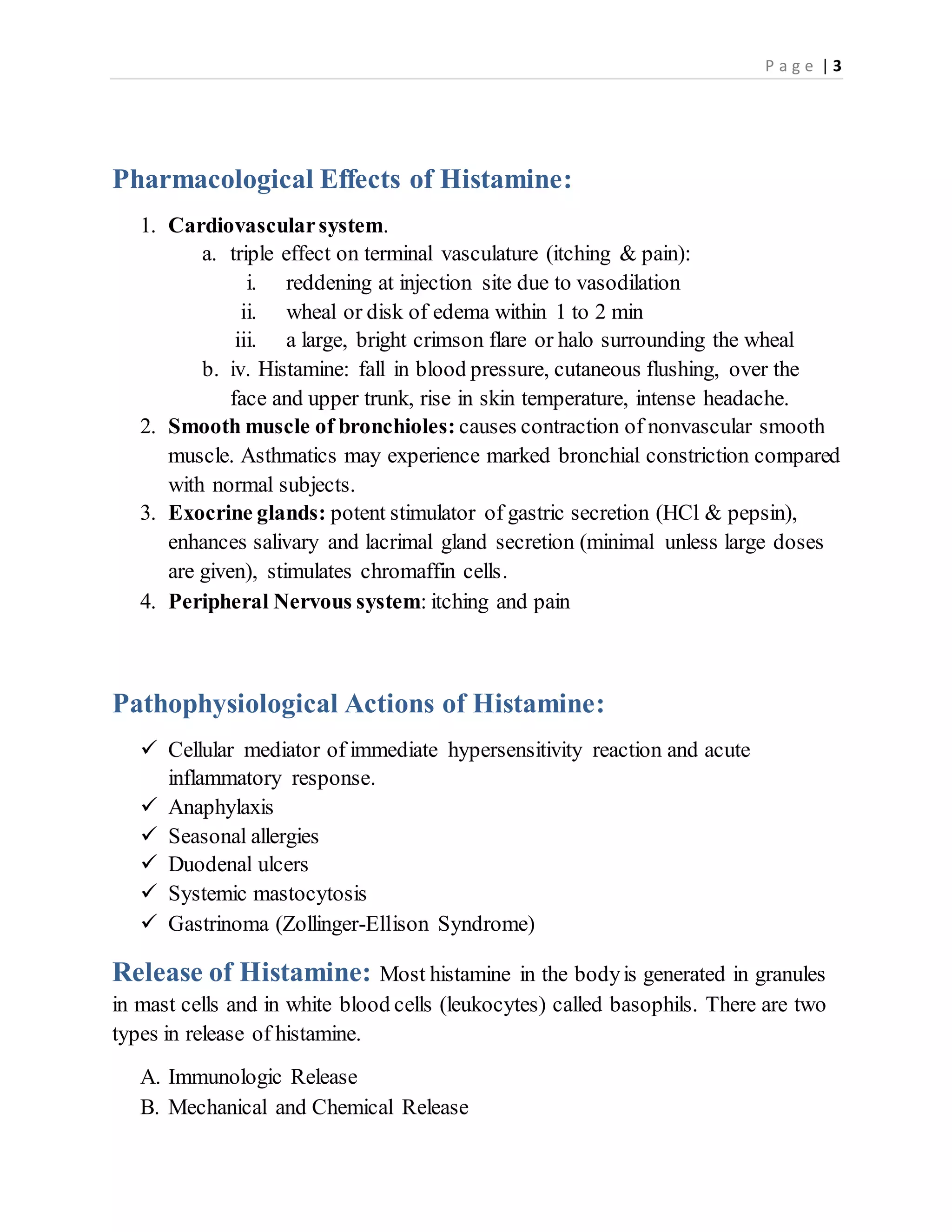 Histamine & Antihistamine | DOCX