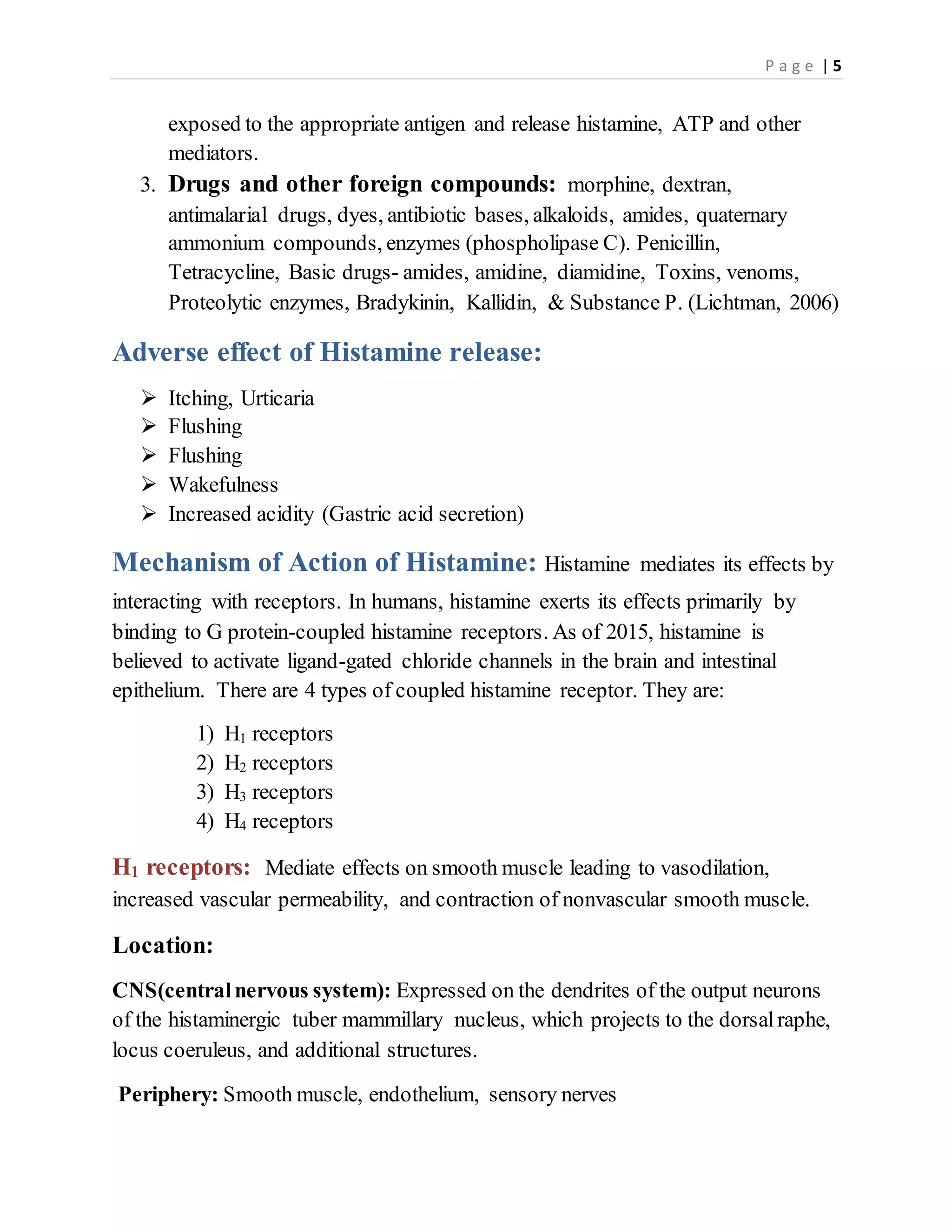 Histamine & Antihistamine | DOCX | Allergies | Diseases and Conditions