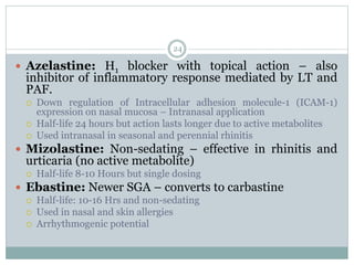 Pharmacology of Histamine and Antihistaminics | PPTX
