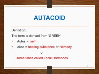 Histamine and serotonin ppt by srota dawn | PPTX