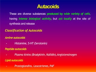 Pharmacology of Histamine and antihistaminics | PPT