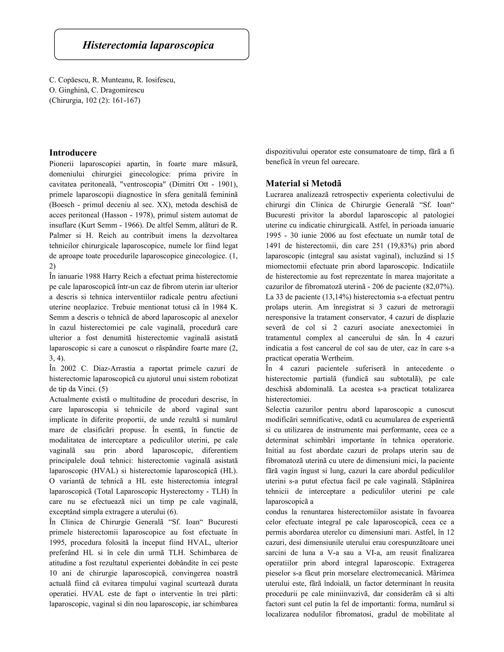 Histerectomia laparoscopica | PDF