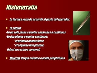 histerectomia obstetrica. TIPOS CAUSAS CLASE | PDF