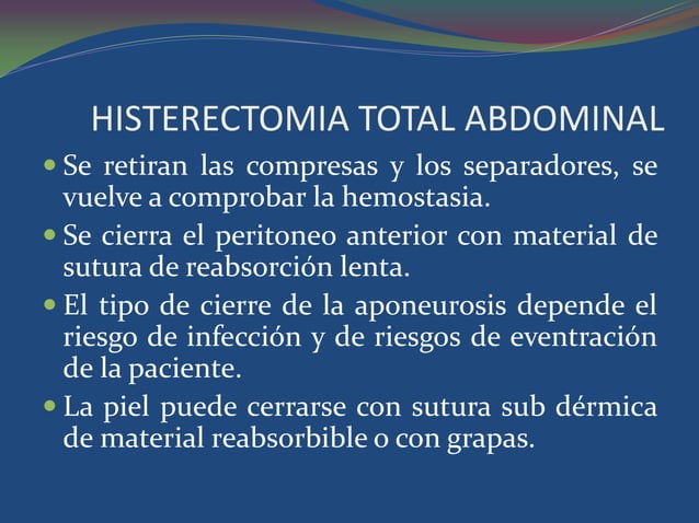 Histerectomia total abdominal tecnica quirúrgica