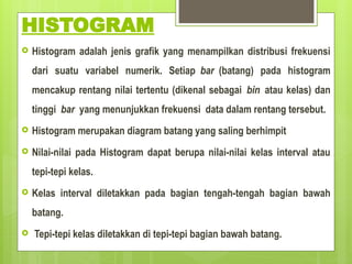 Pengertian Histogram adalah diagrambatang yang berhimpit. | PPT