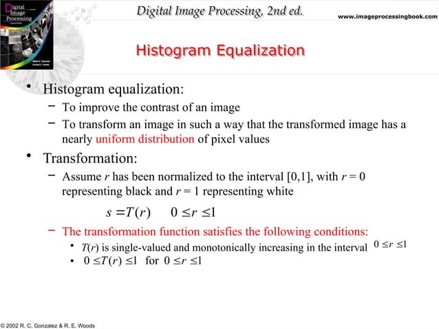 Histogram equalization and matching - Digital Image Processing | PPTX