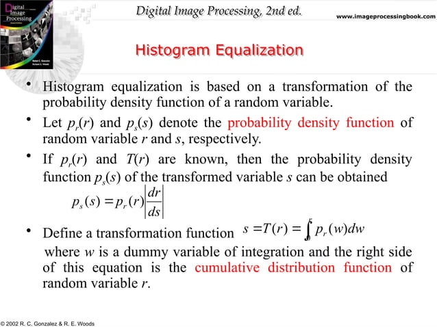 Histogram equalization and matching - Digital Image Processing | PPTX