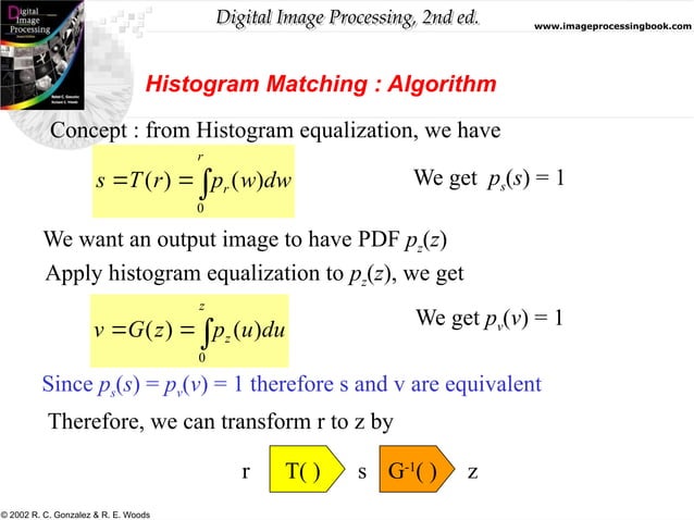 Histogram equalization and matching - Digital Image Processing | PPTX