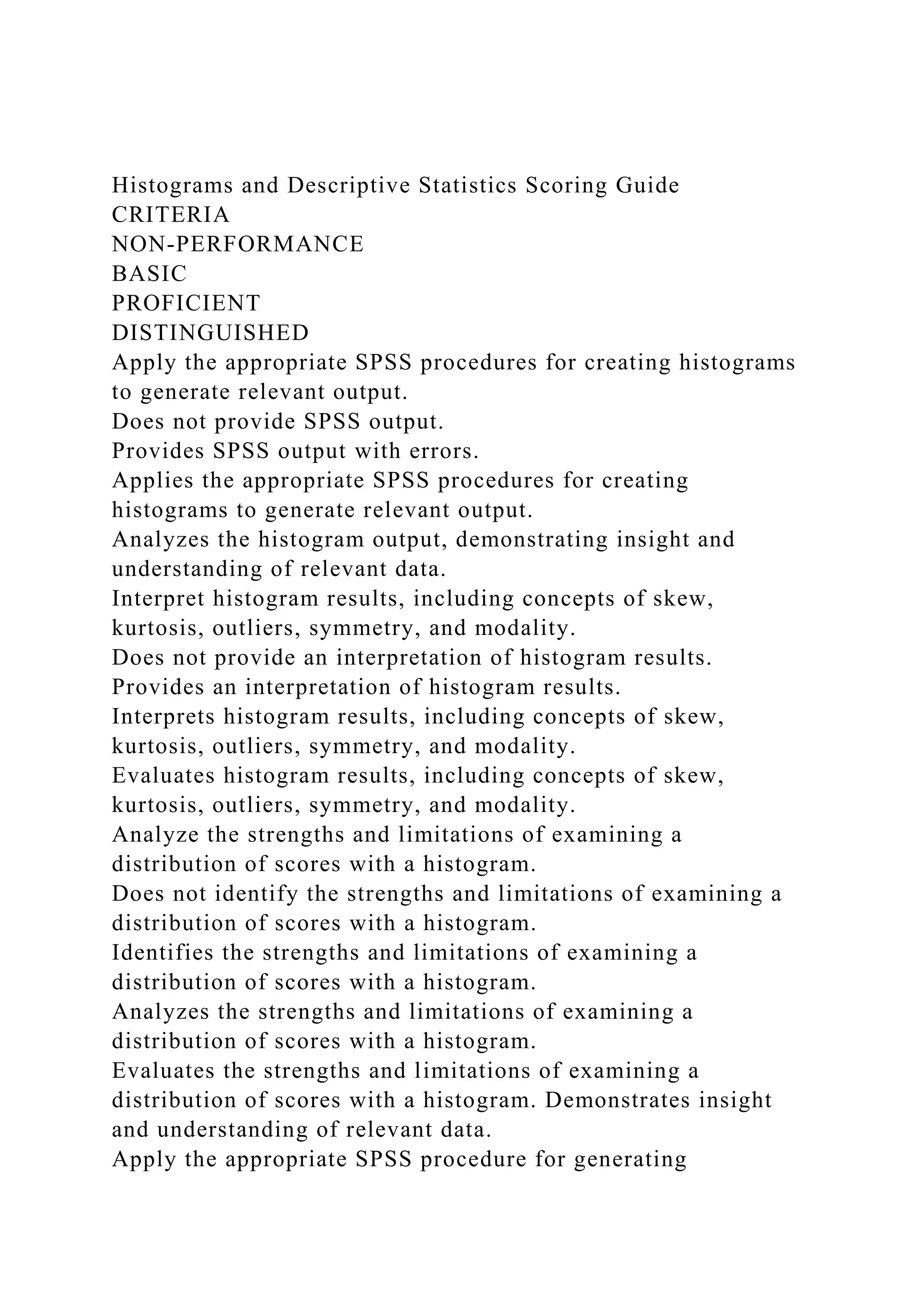 Histograms and Descriptive Statistics Scoring GuideCRITERIANON.docx