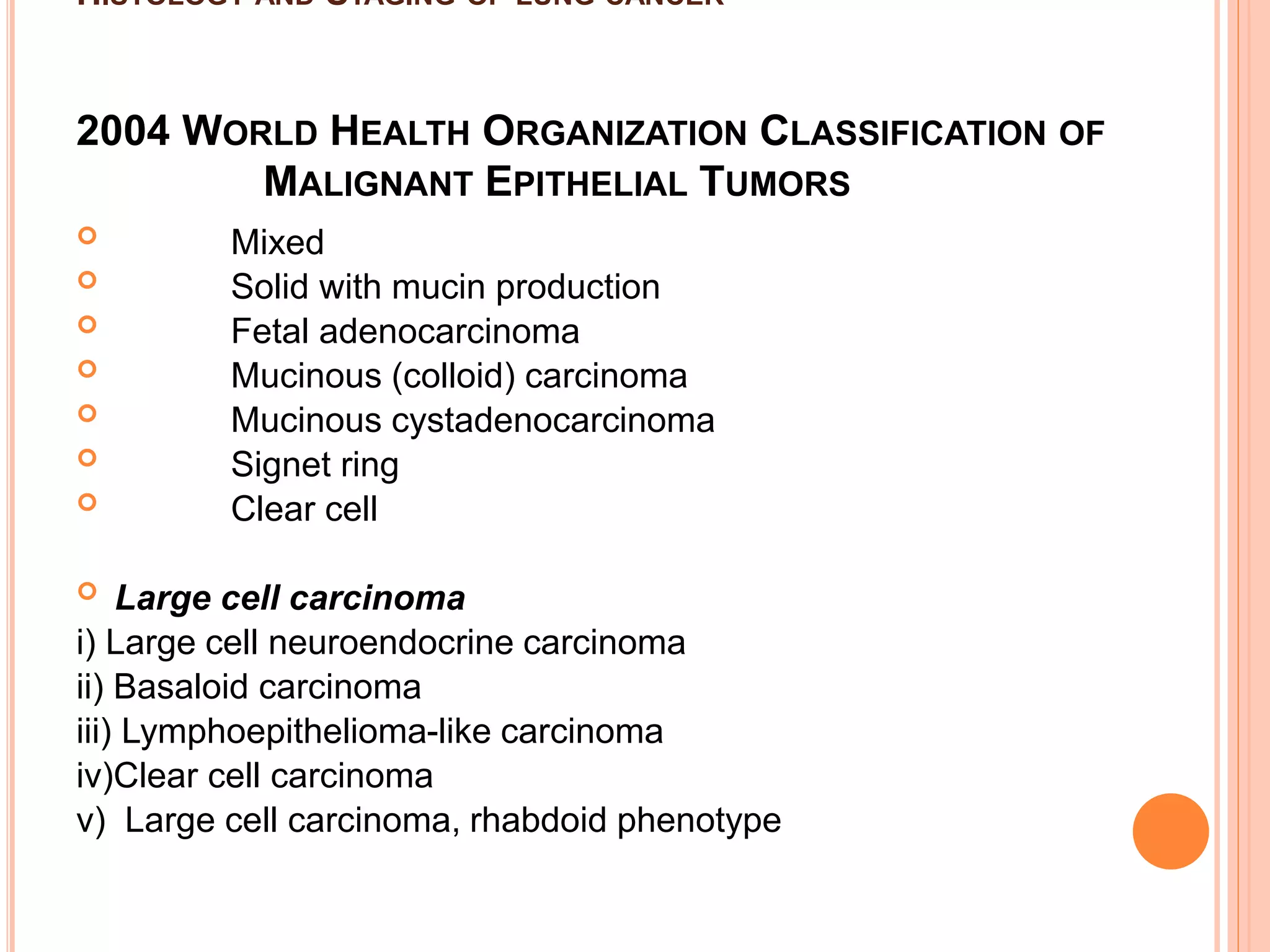 Histology and staging of lung cancer & metastatic | PPTX