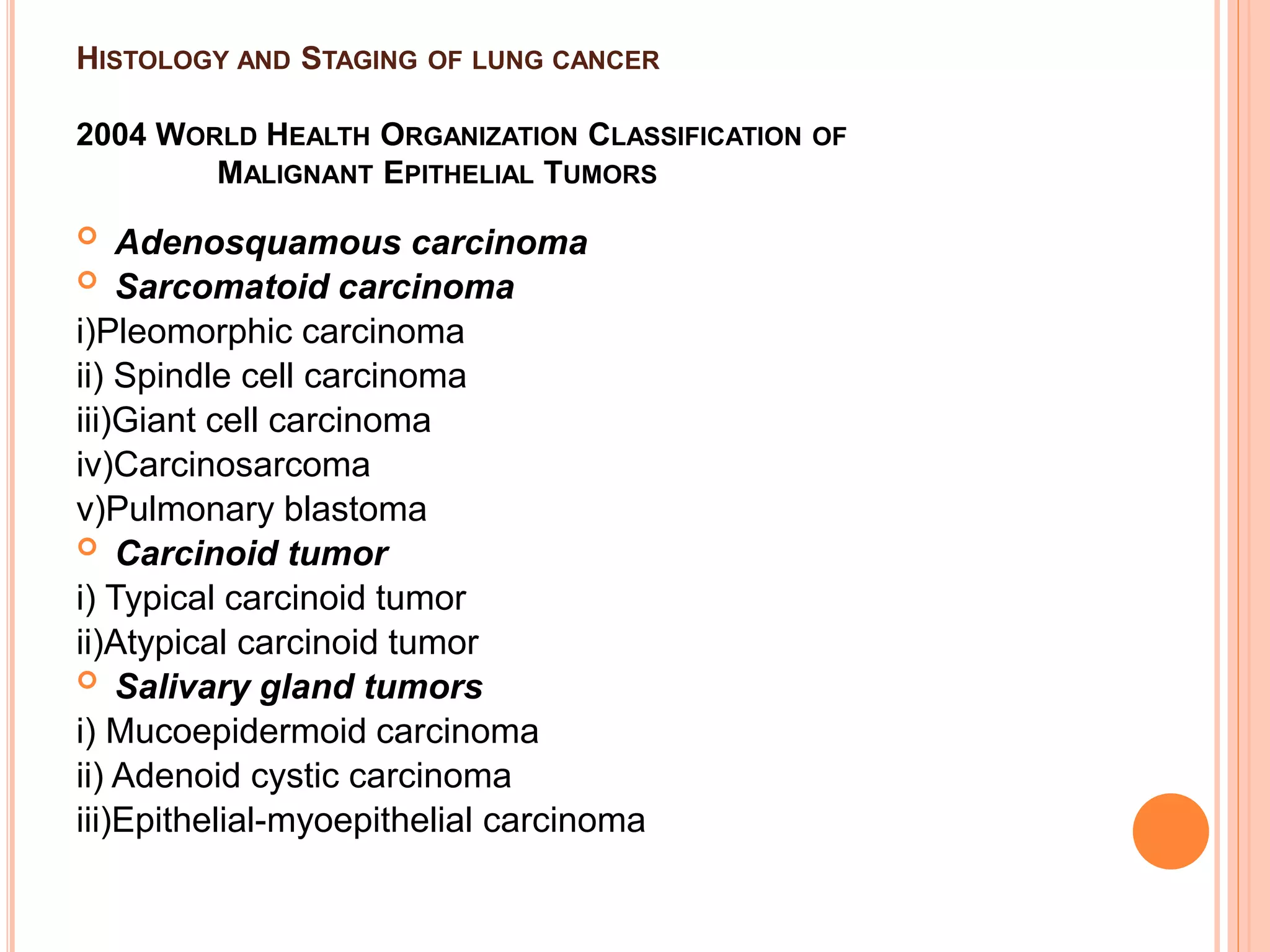 Histology and staging of lung cancer & metastatic | PPTX