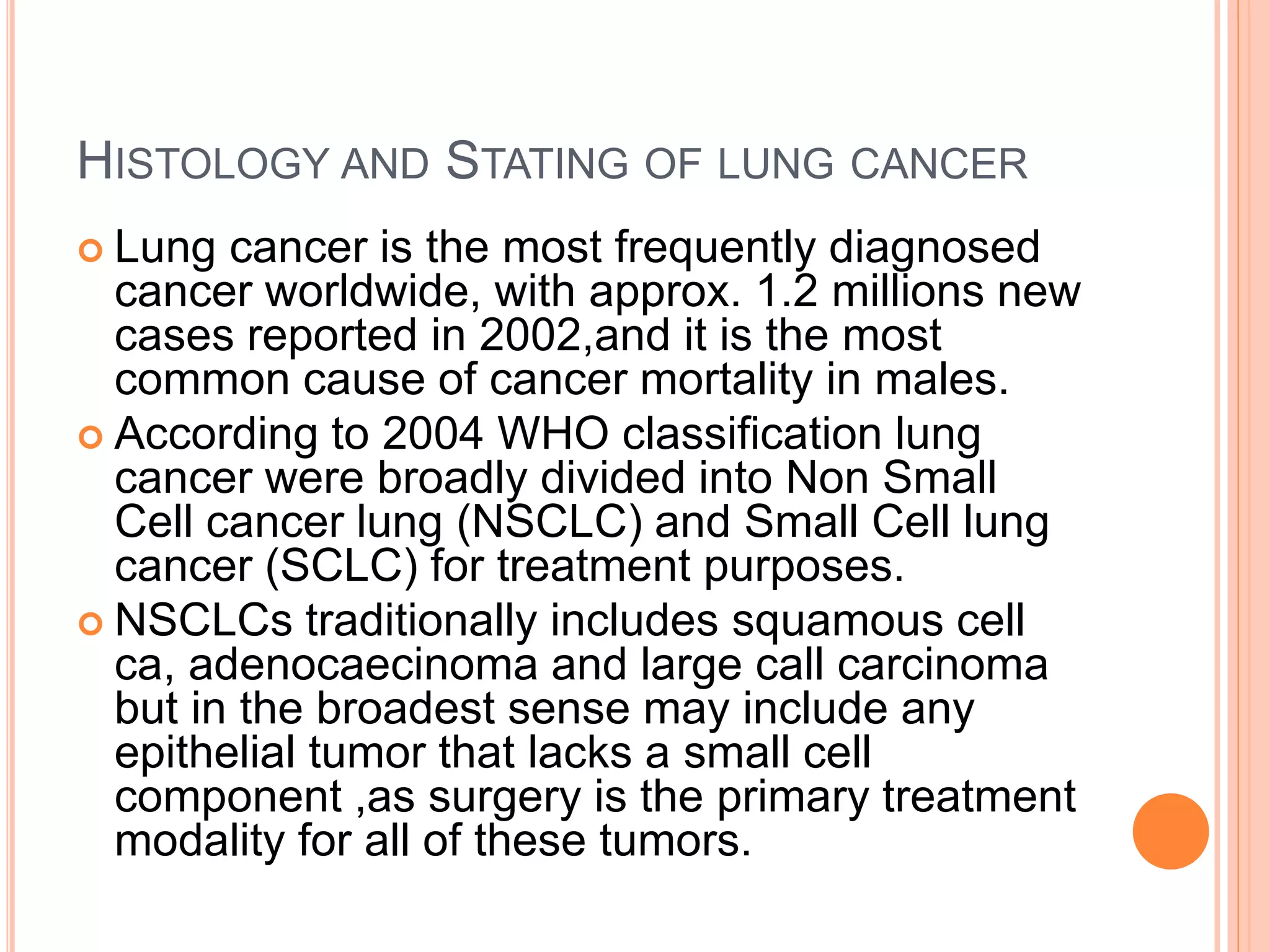 Histology and staging of lung cancer & metastatic | PPTX