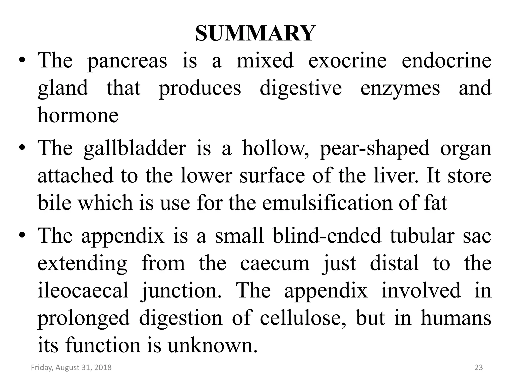 Histology of the pancreas, gall bladder and appendix by Zachariah ...