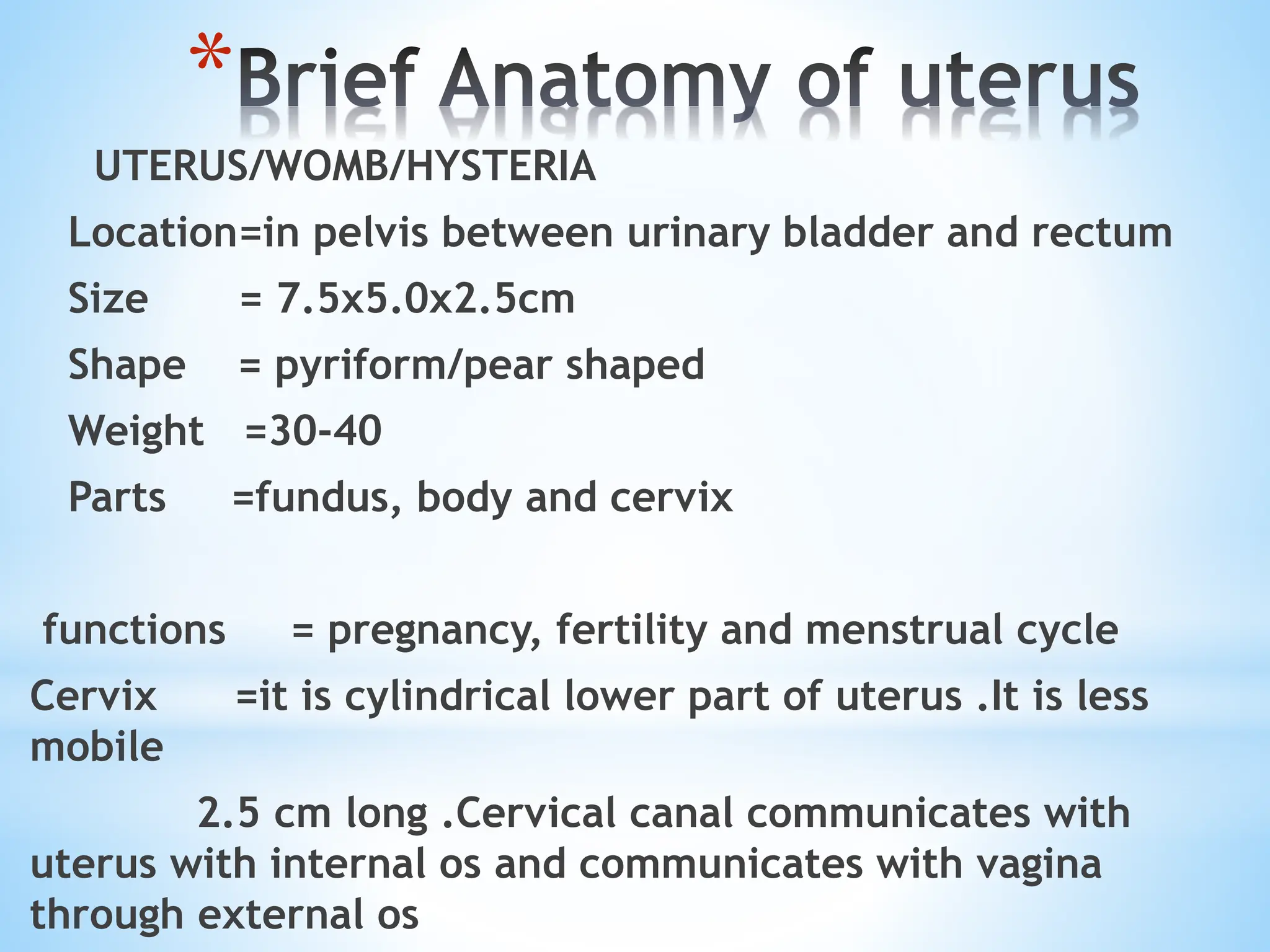HISTOLOGY OF THE UTERUS FOR MBBS 2ND YEAR REPRODUCTION MODULE | PPTX