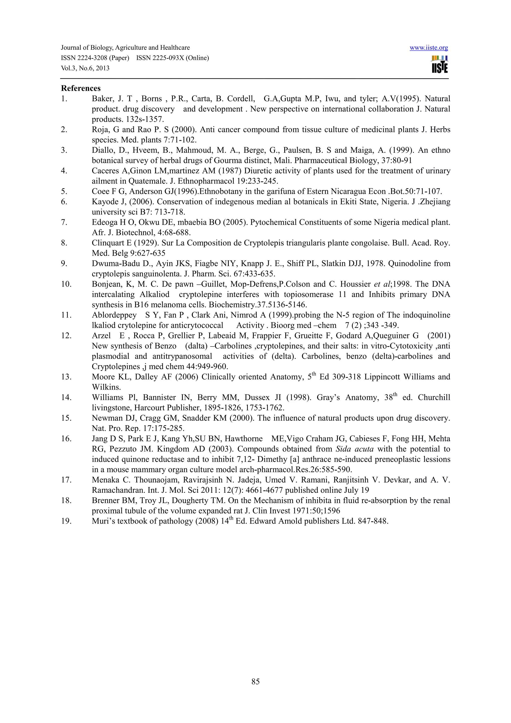 Histomorphology and biochemical effects of sida acuta leaf extract on ...