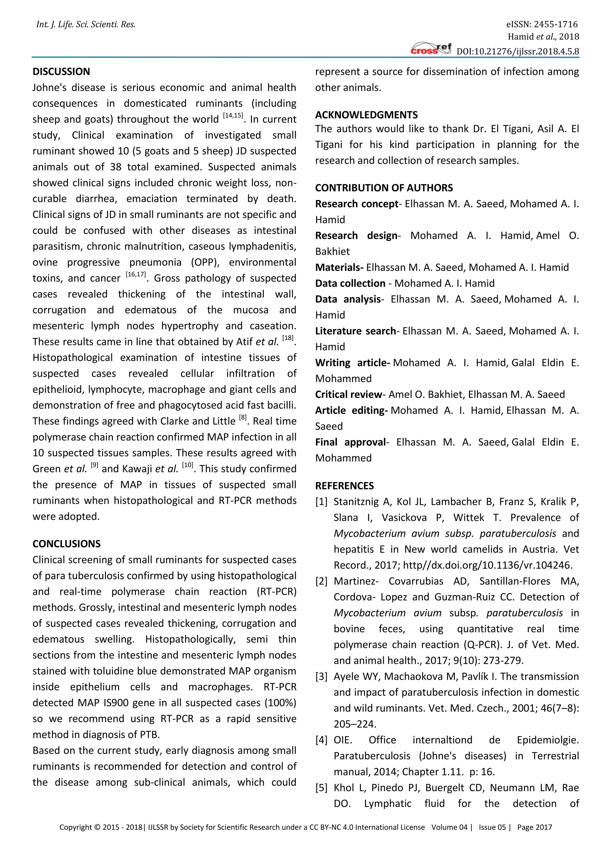 Histopathological and RT-PCR Detection of Mycobacterium ...