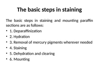 HISTOPATHOLOGY II ;STAINING.pptx STAINIG PROCEDURES AND OBSERVATIONS | PPTX
