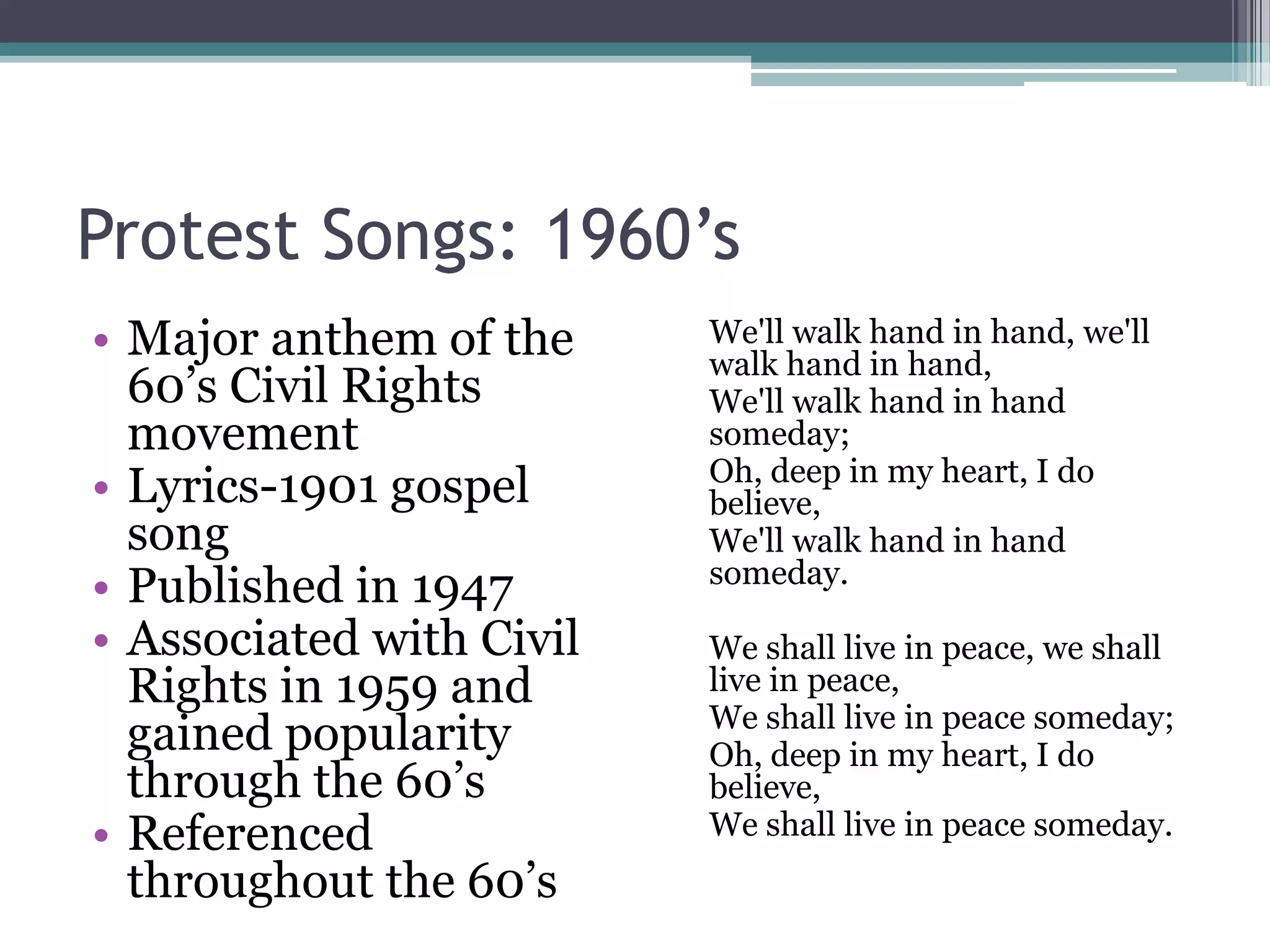 American Protest Songs in the 20th Century | PPTX