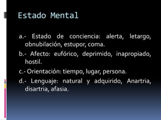 Historia Clinica neurologica | PPTX