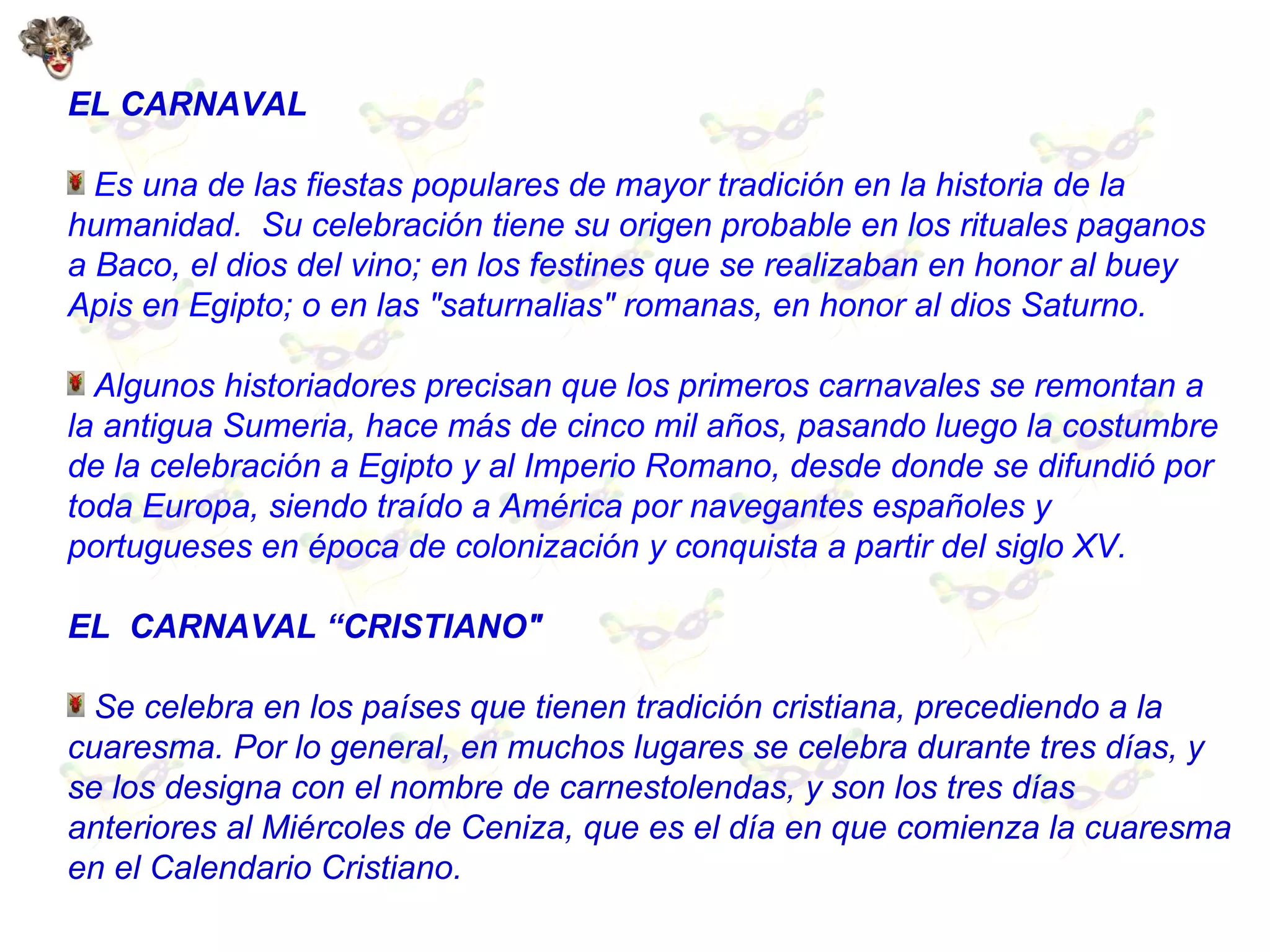 Historia Del Carnaval | PPT