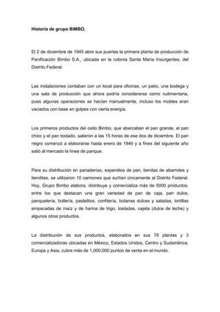 Historia de grupo bimbo | DOCX
