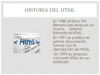 Historia de html | PPTX