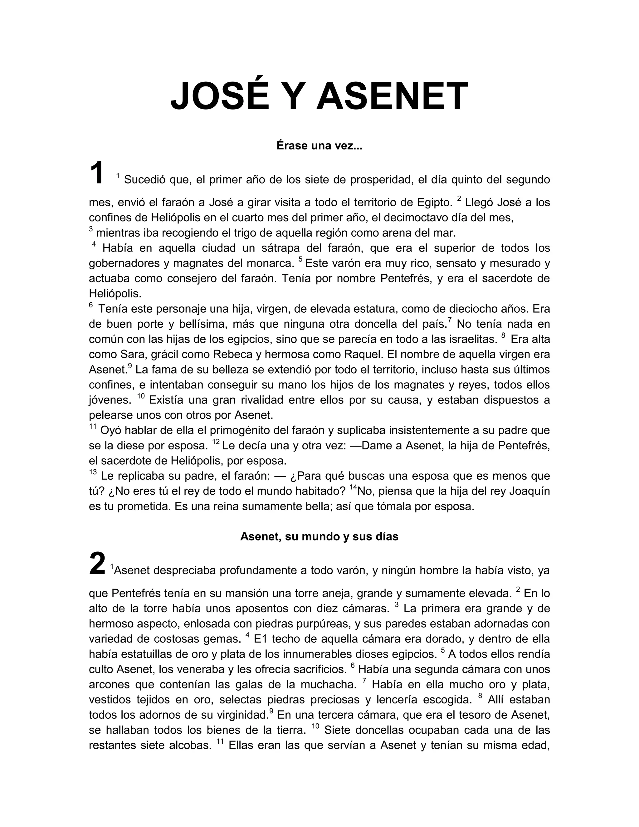 Historia de José y Asenet | PDF