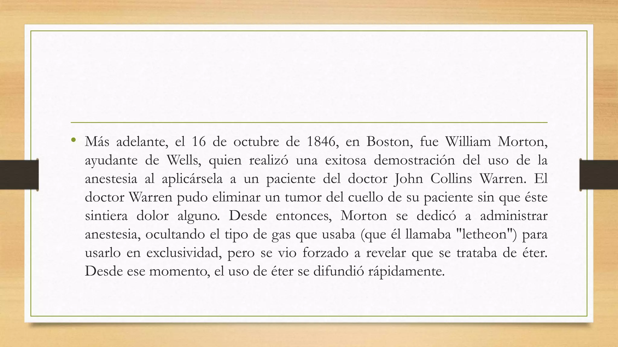 Historia de la anestesia y de la cirugia