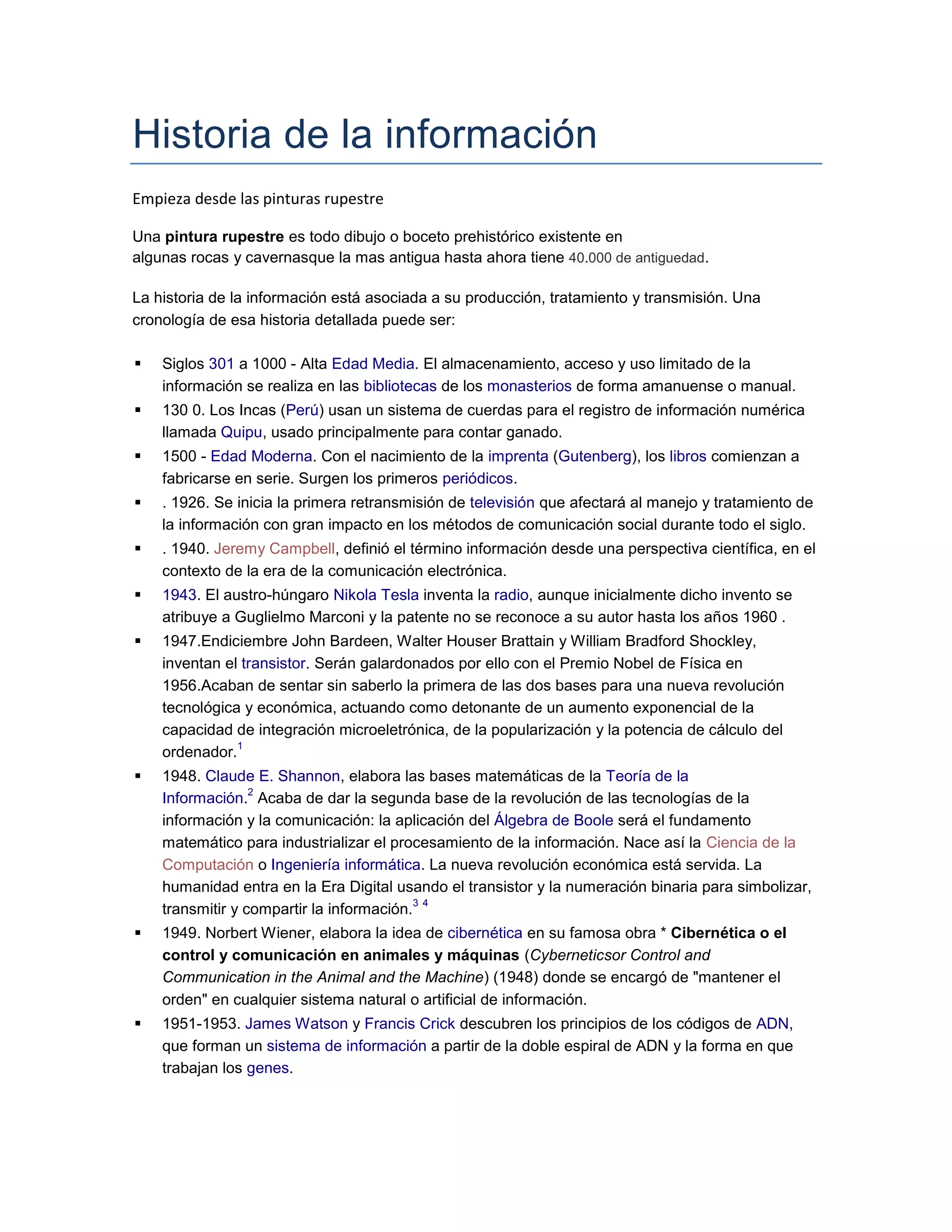 Historia de la información | DOCX