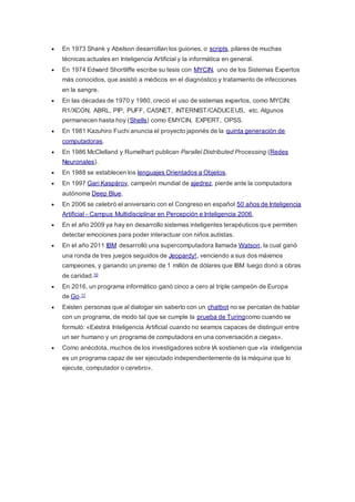 Historia de la inteligencia artificial | DOCX