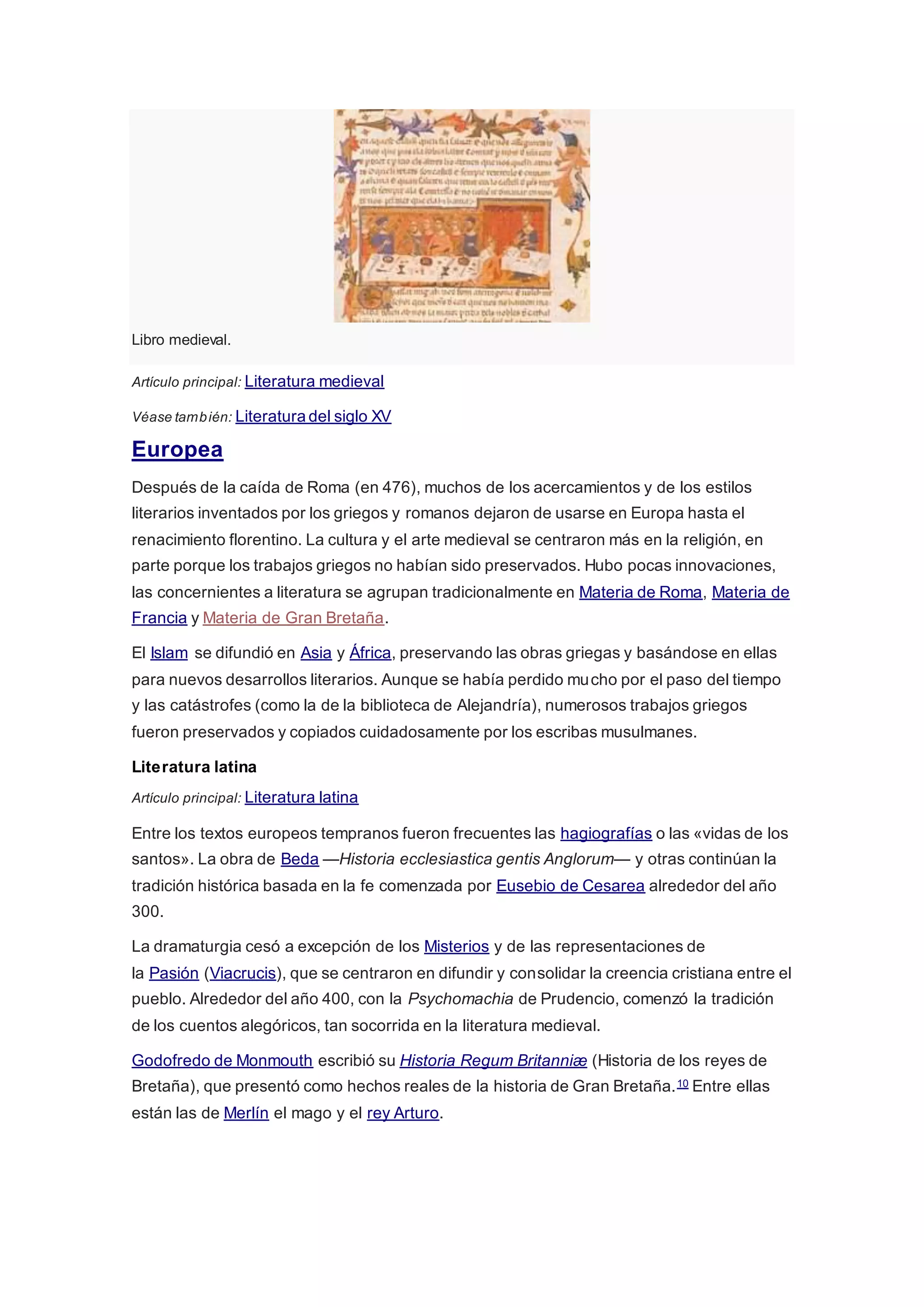 Historia de la literatura | DOCX
