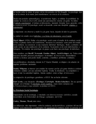 Historia de la psicologia social | DOCX