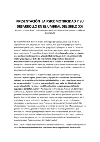 Historia de la psicomotricidad | PDF