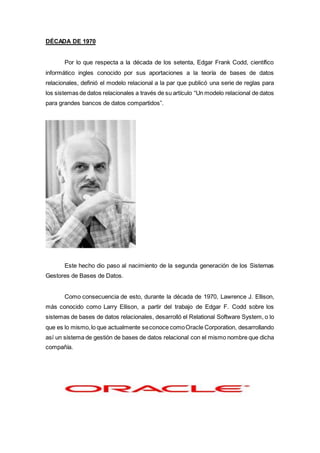 Historia de las bases de datos | DOCX