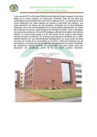 Historia de la universidad de las fuerzas armadas espe | PDF