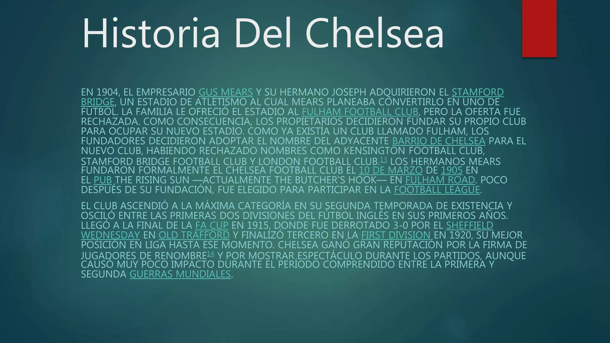 Historia del chelsea | PPTX