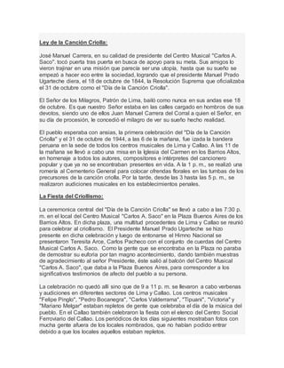 Historia del día de la canción criolla | DOCX
