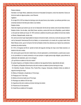 Historia del dia de la madre | DOCX