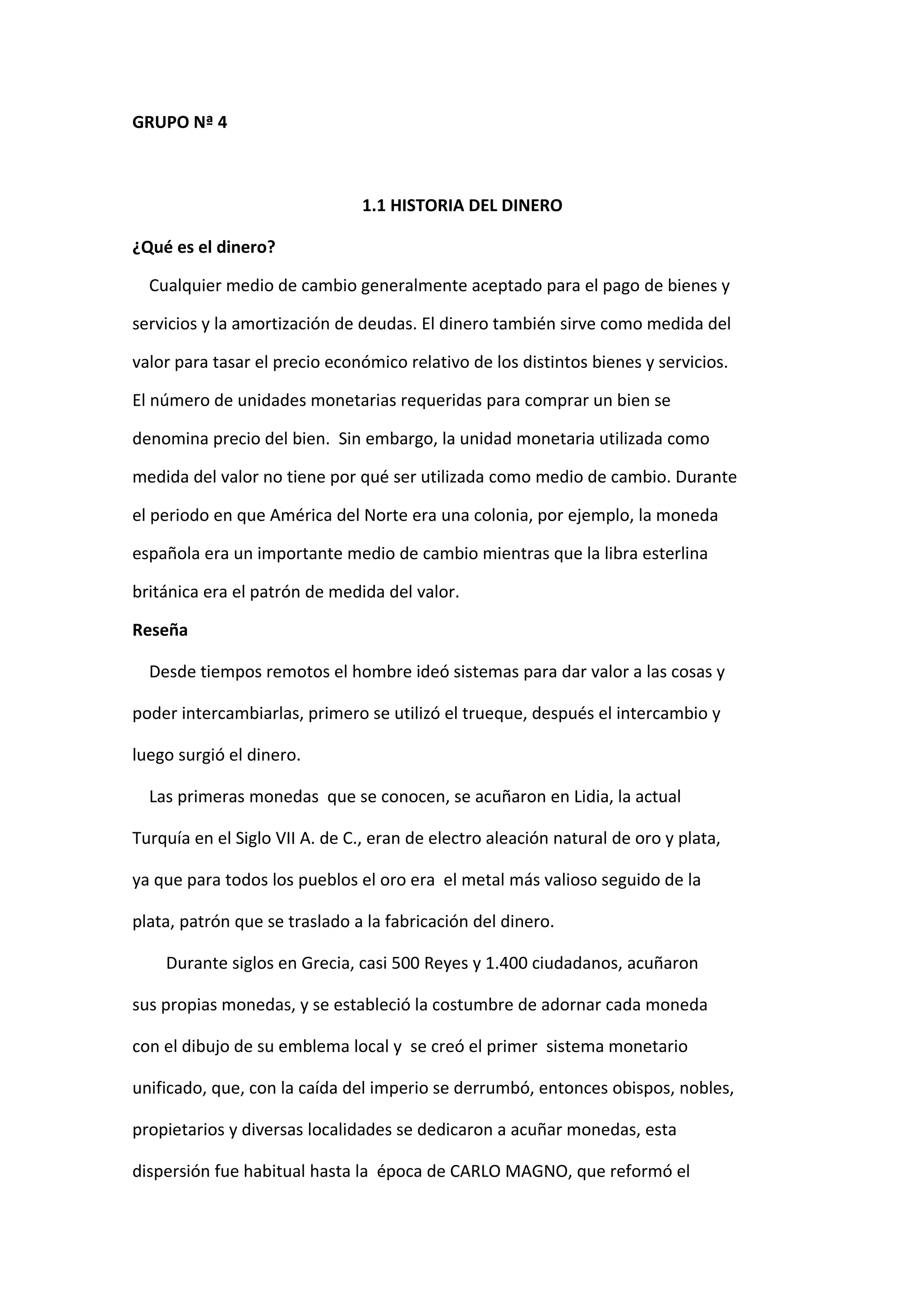 Historia del dinero | PDF