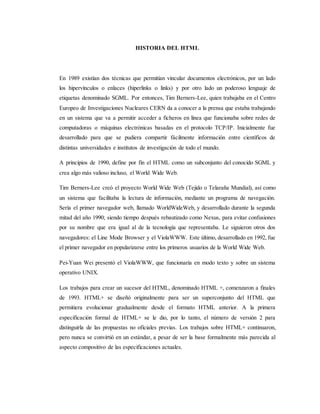 Historia del HTML | DOCX