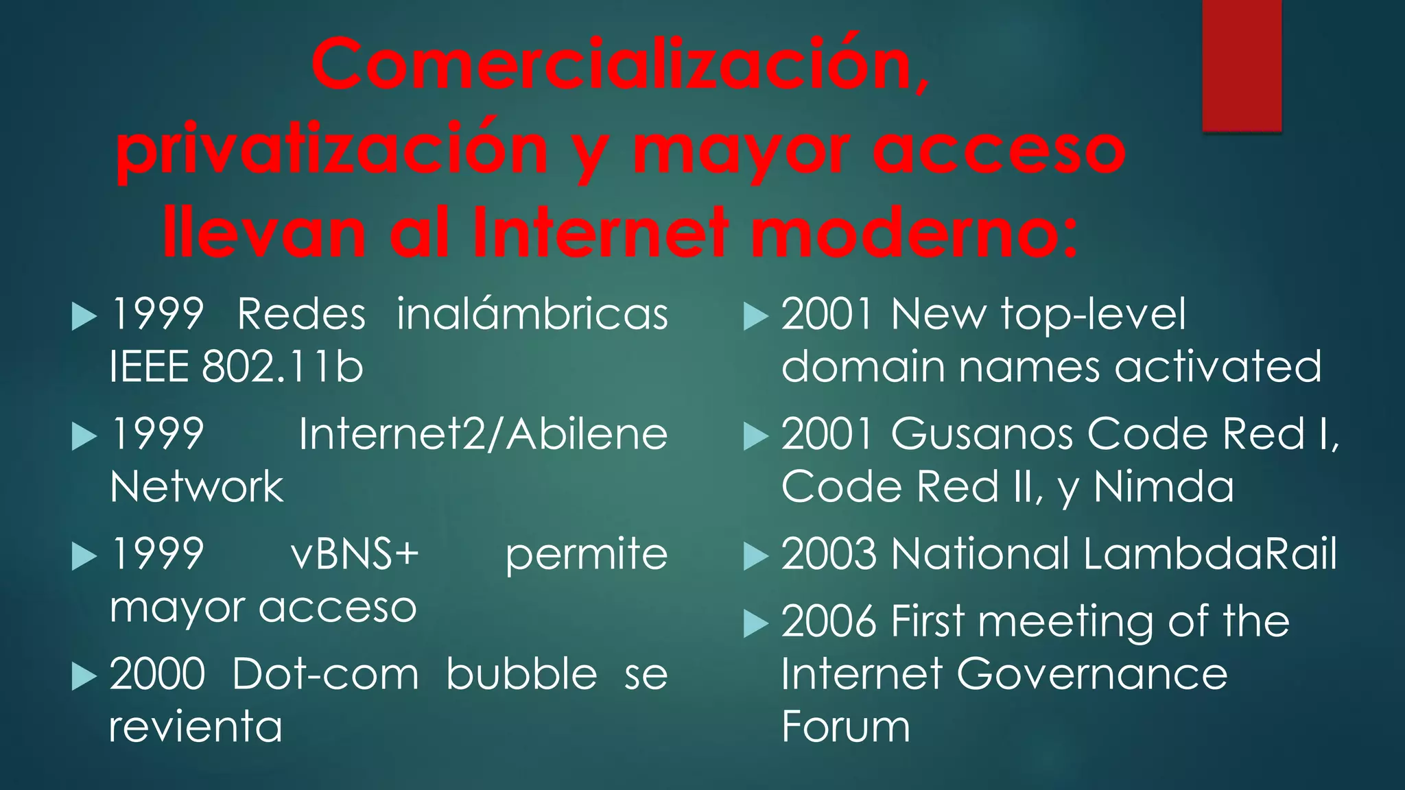 Historia del internet resumido por años | PPT