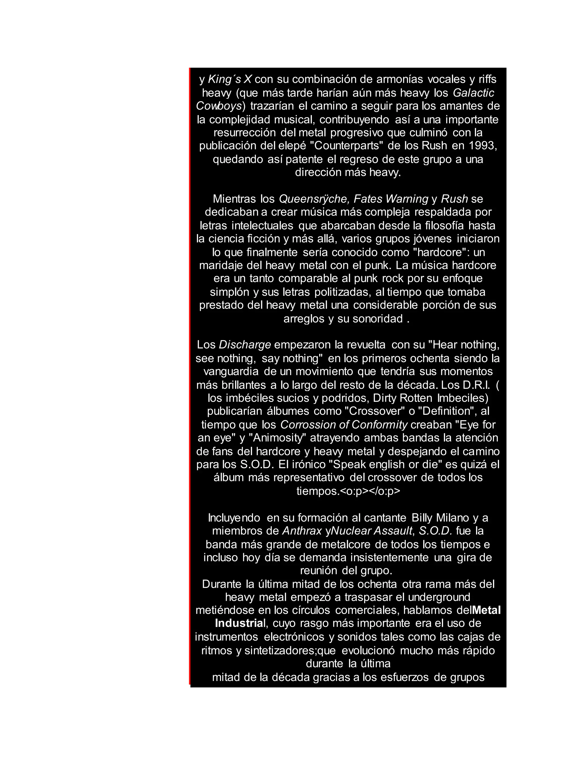 Historia del metal | DOCX