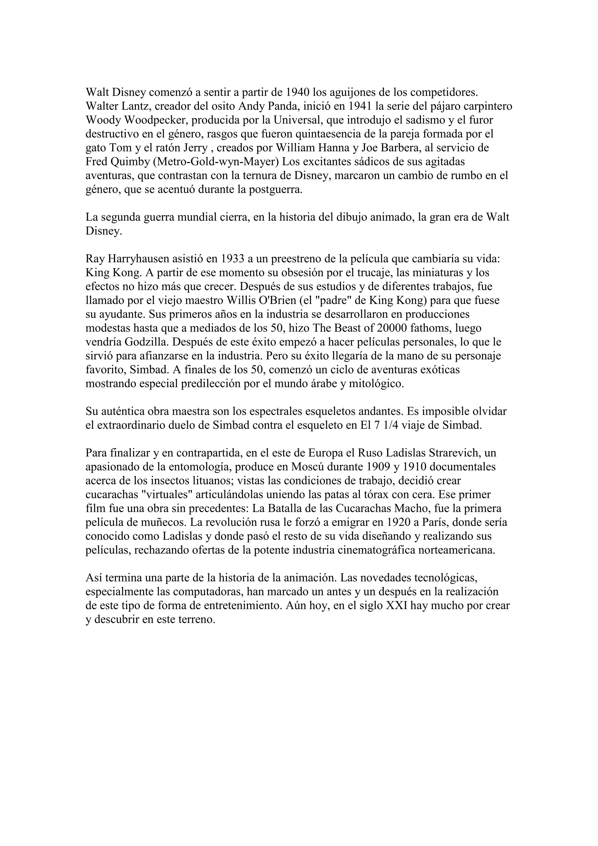 Historia de los dibujos animados | DOCX