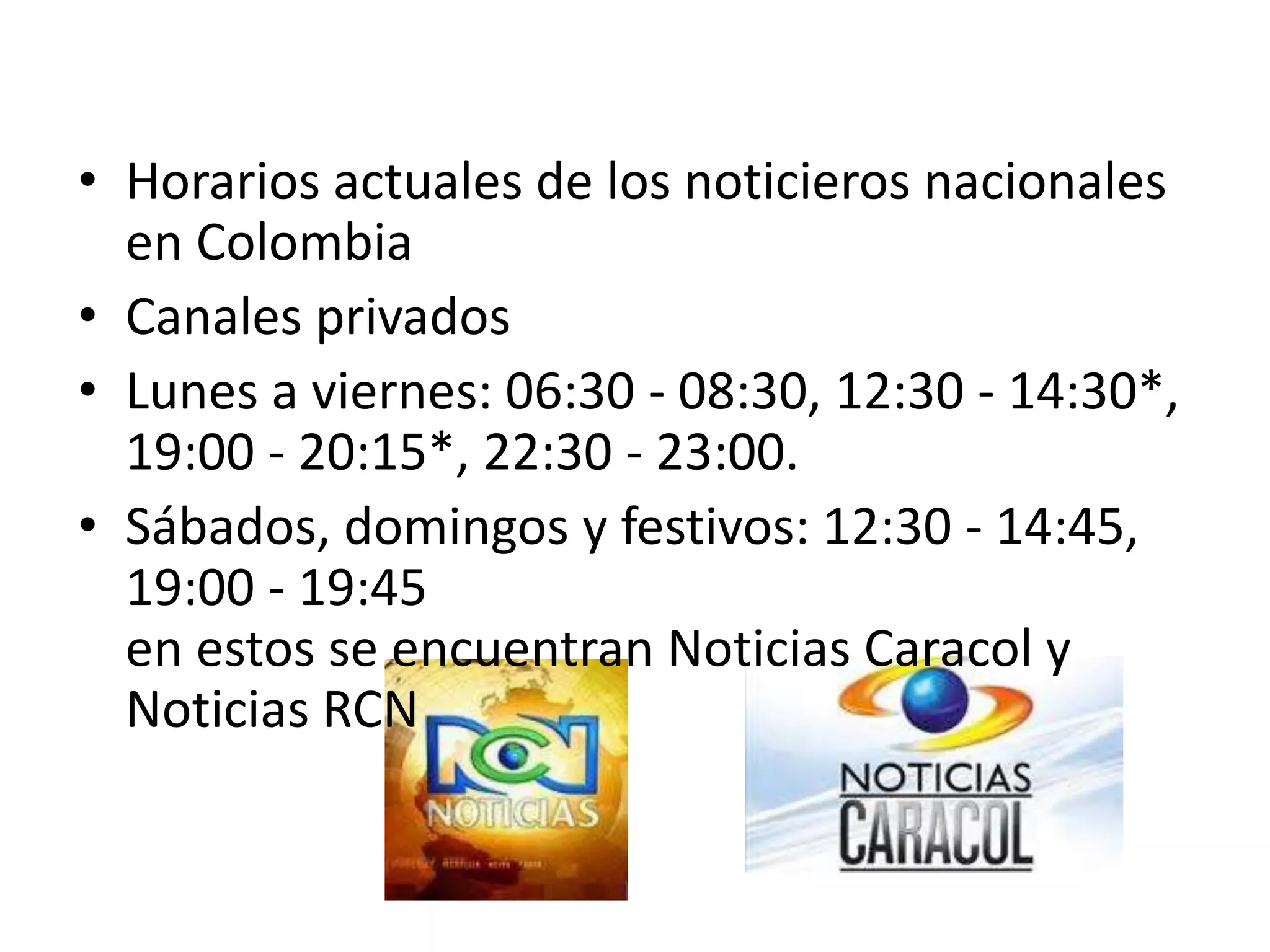 Historia de los noticieros en colombia | PPTX | Television | Entertainment