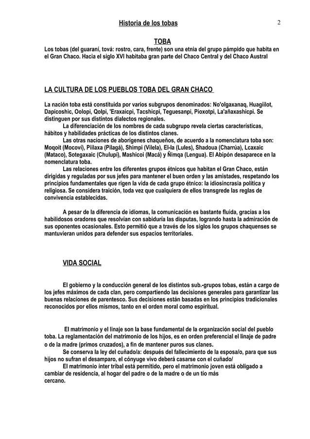 Historia de los tobas | PDF
