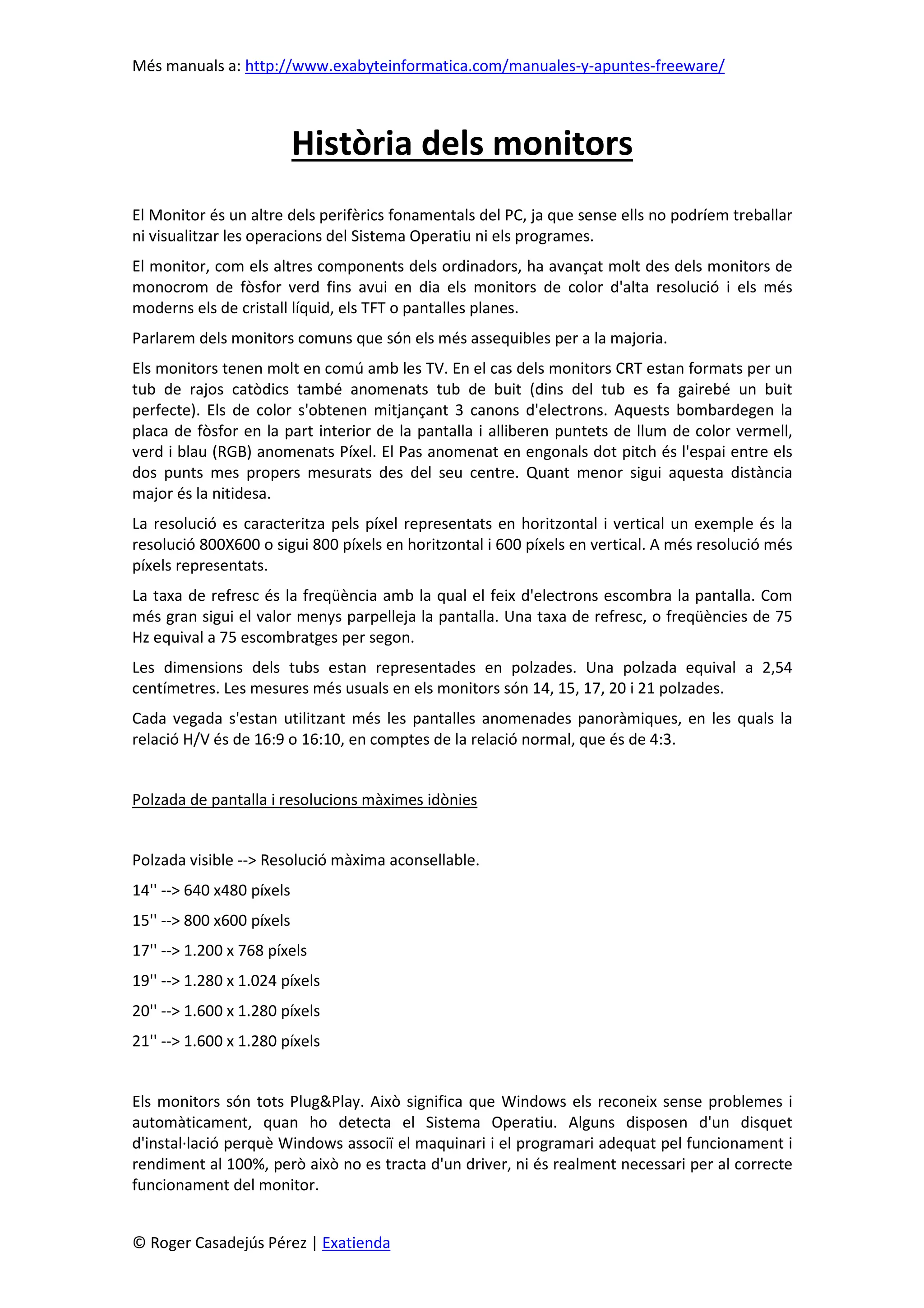 Història dels monitors | PDF