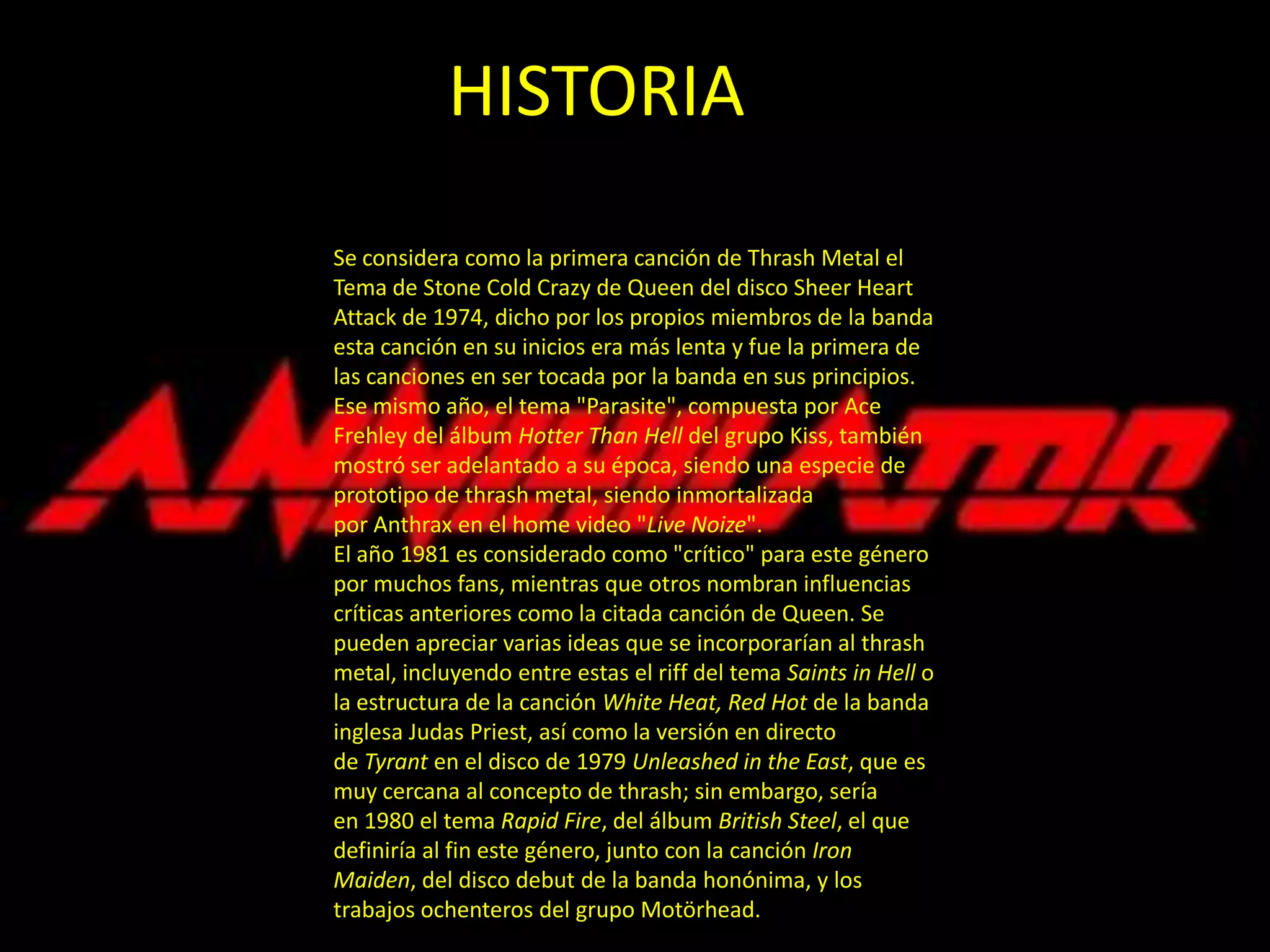 Historia del thrash metal | PPT