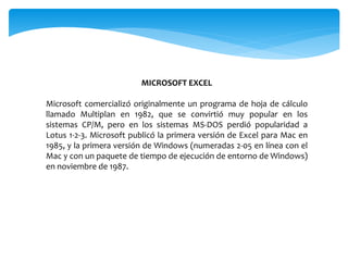Historia De Microsoft Excel | PPSX