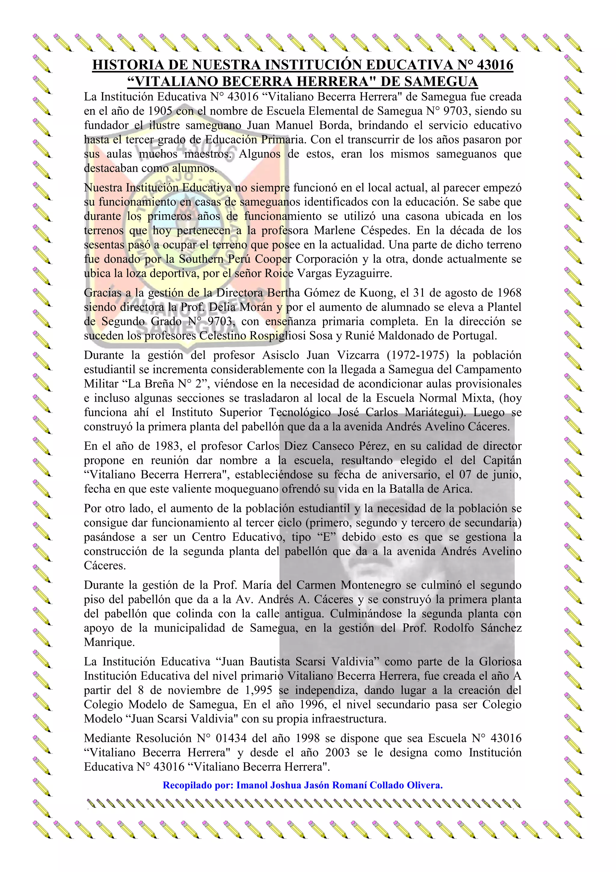 Historia de nuestra institución educativa vitaliano becerra 2016 final ...